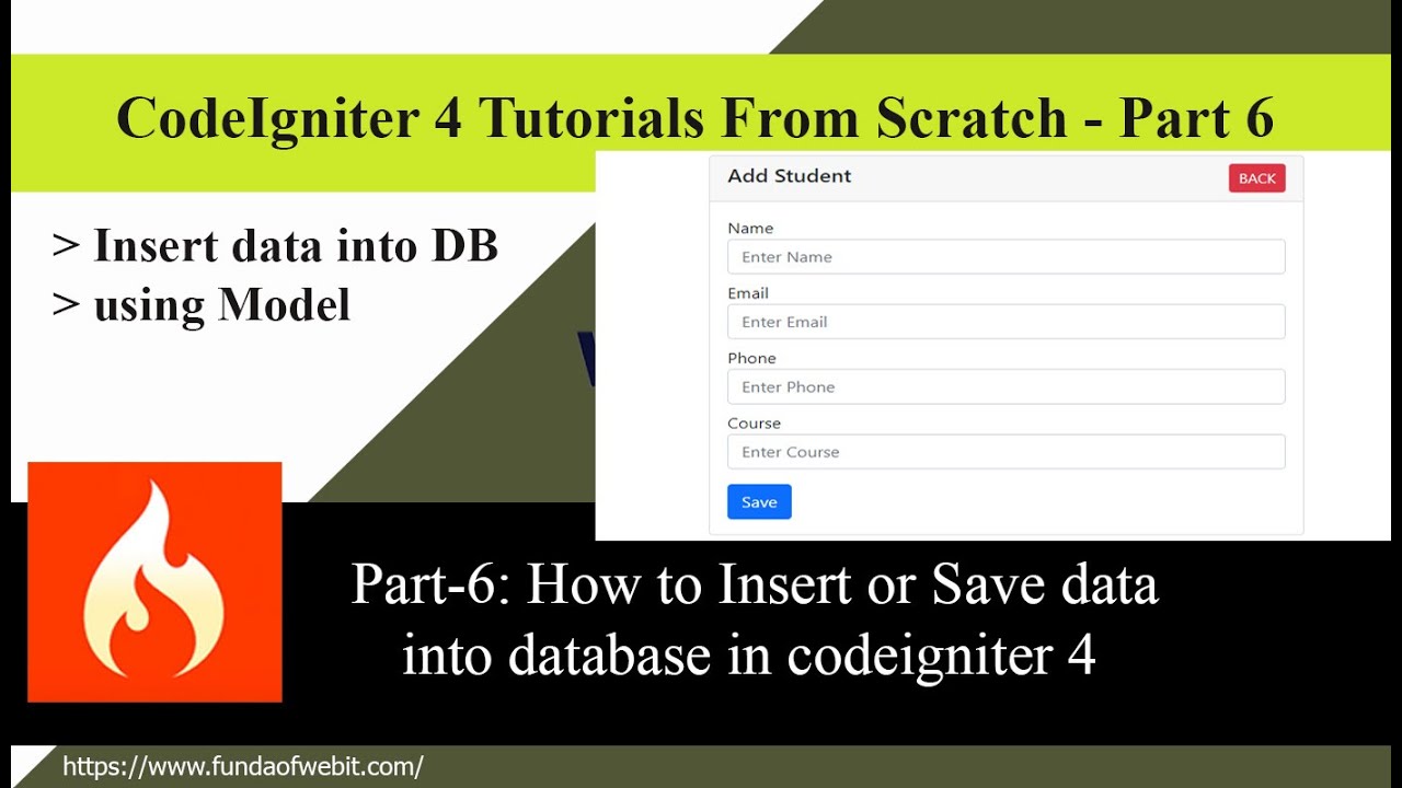 Codeigniter4 Part 6 How To Insert Or Save Data Into Database In