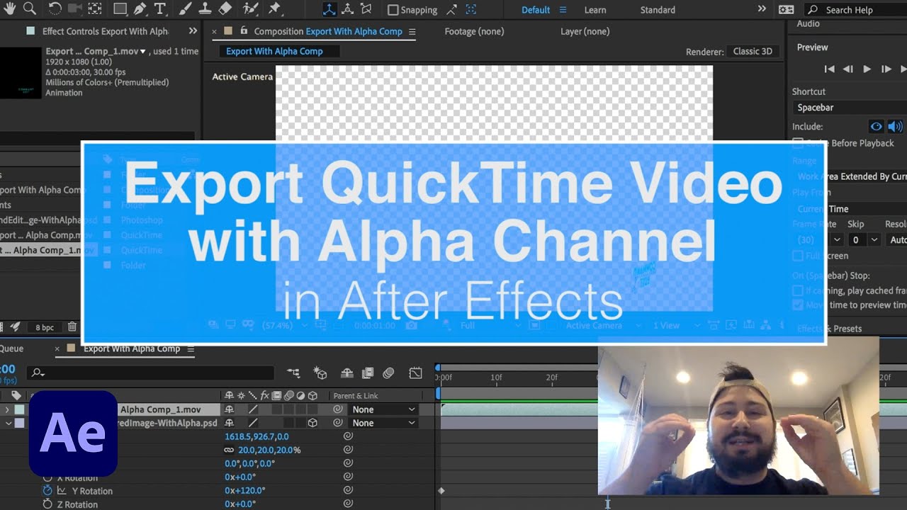 Export Quicktime Video With Alpha Channel In After Effects Youtube
