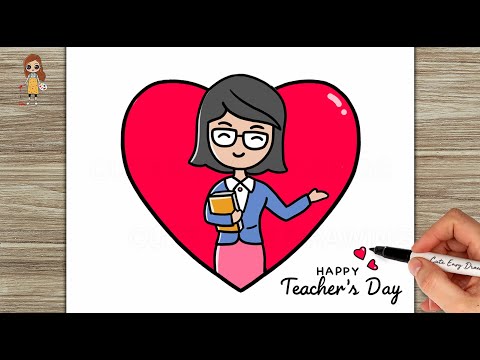How To Draw Cute Teacher Draw Cute Lady Teacher Easy Happy Teacher