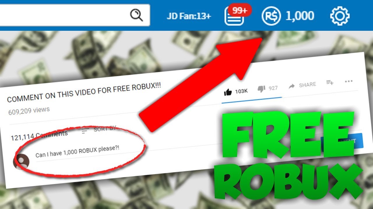 Comment On This Video For Free Robux Youtube