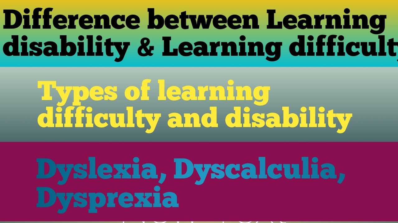 Difference Between Learning Difficulty Learning Disability Reading