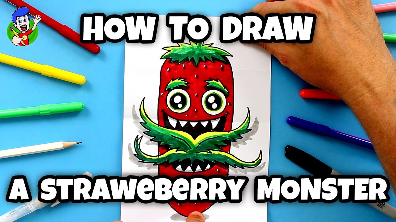 Halloween Drawing How To Draw A Strawberry Monster In A Folding