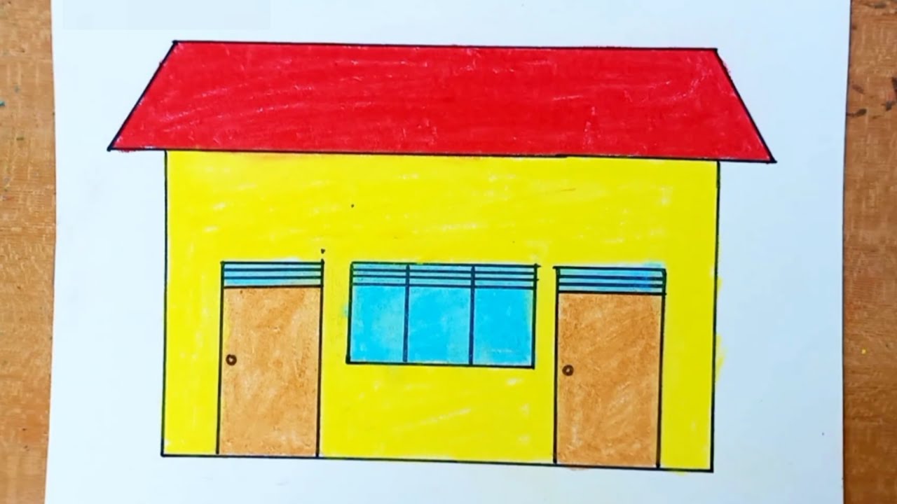 How To Draw A House Very Easy Easy House Drawing Youtube
