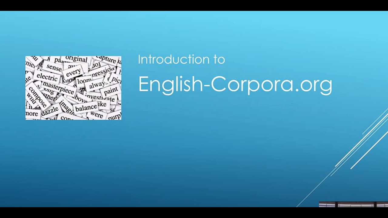 English Corpora Org Introduction May 2023 Youtube
