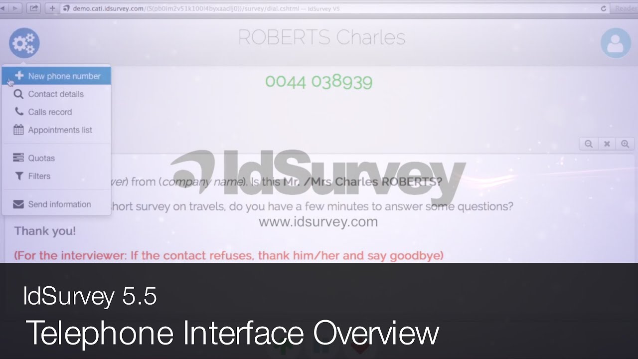 Idsurvey 5 5 Telephone Interface Overview Cati Youtube