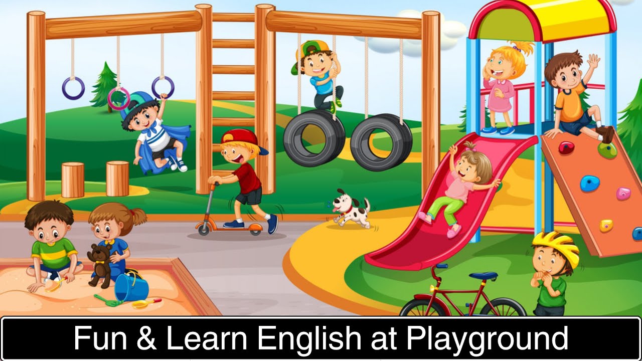 Fun English Learning At Playground Learn Park Playground Youtube