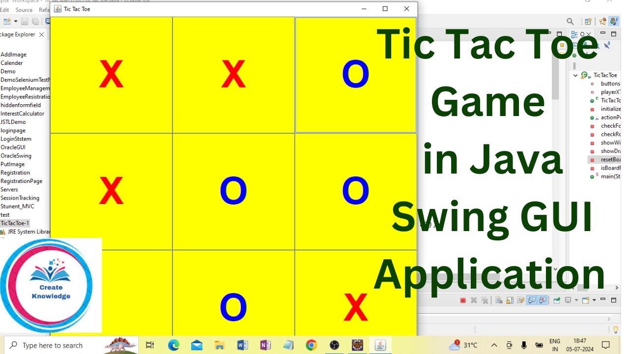 Tic Tac Toe Game In Java Swing With Eclipse Ide Youtube