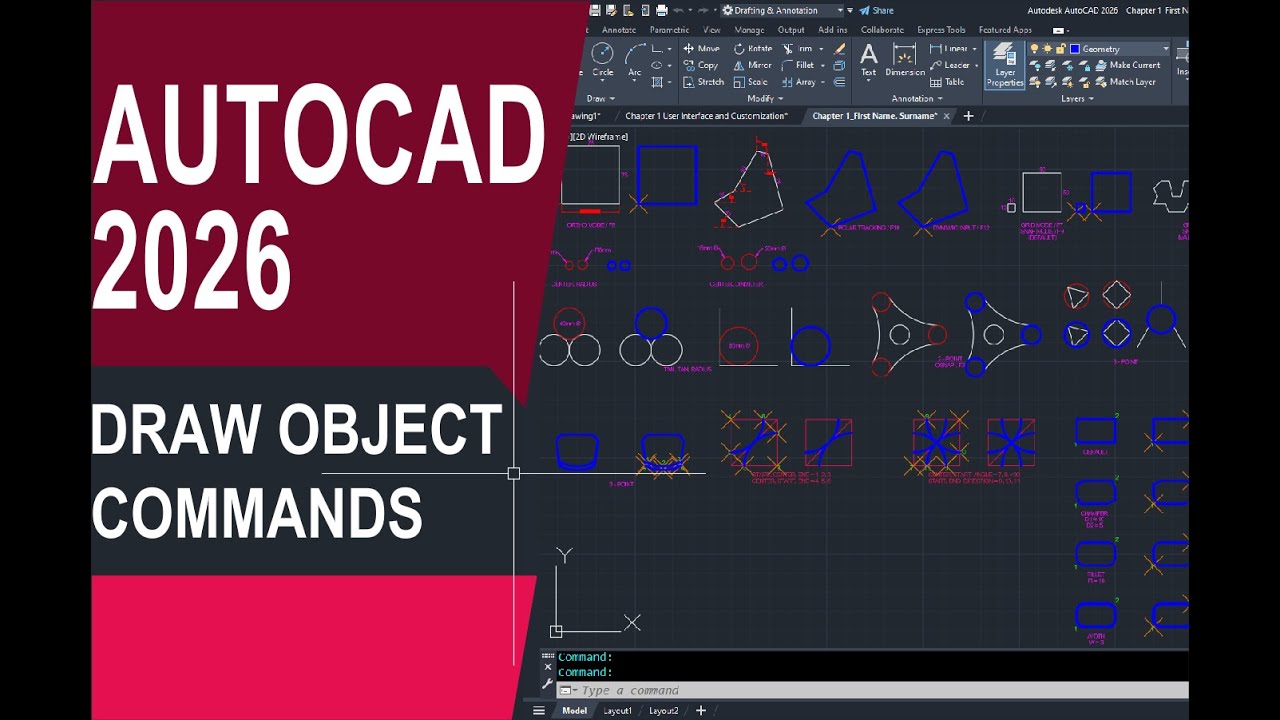 Autocad 2026 Chapter 1 Ii Draw Object Commands Youtube