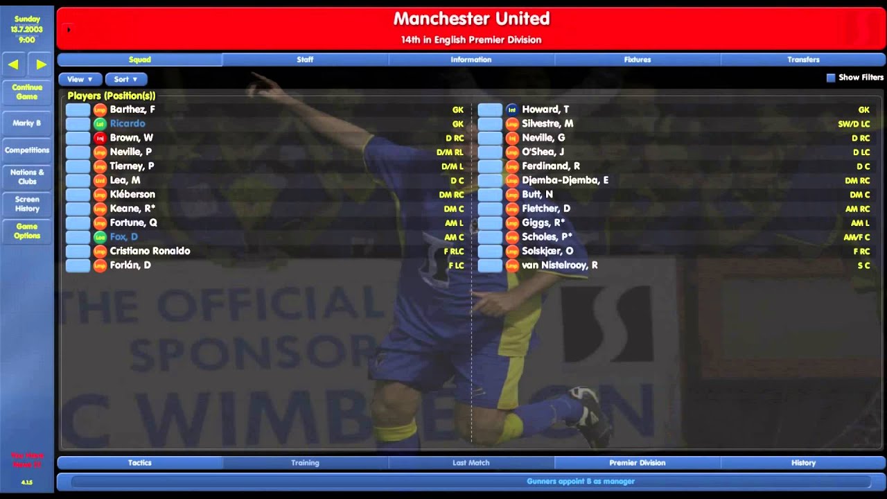 Manchester United Squad And Key Player Overview 2003 2004 Season