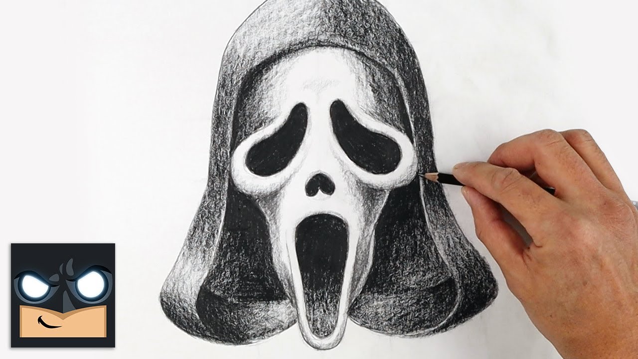 How To Draw Ghostface Halloween Sketch Tutorial