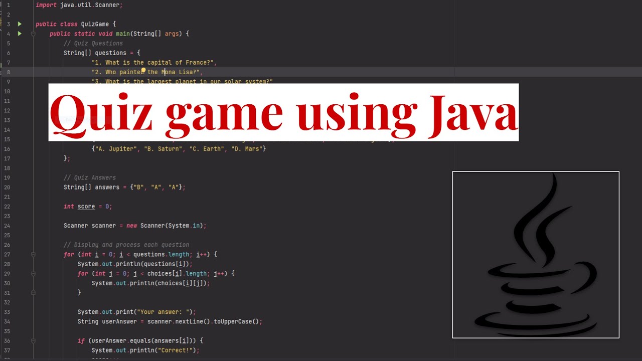 Console Based Quiz Java Youtube