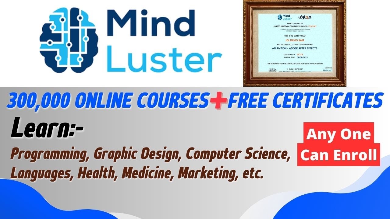Mind Luster Free Online Courses Free Certificates Any One Can