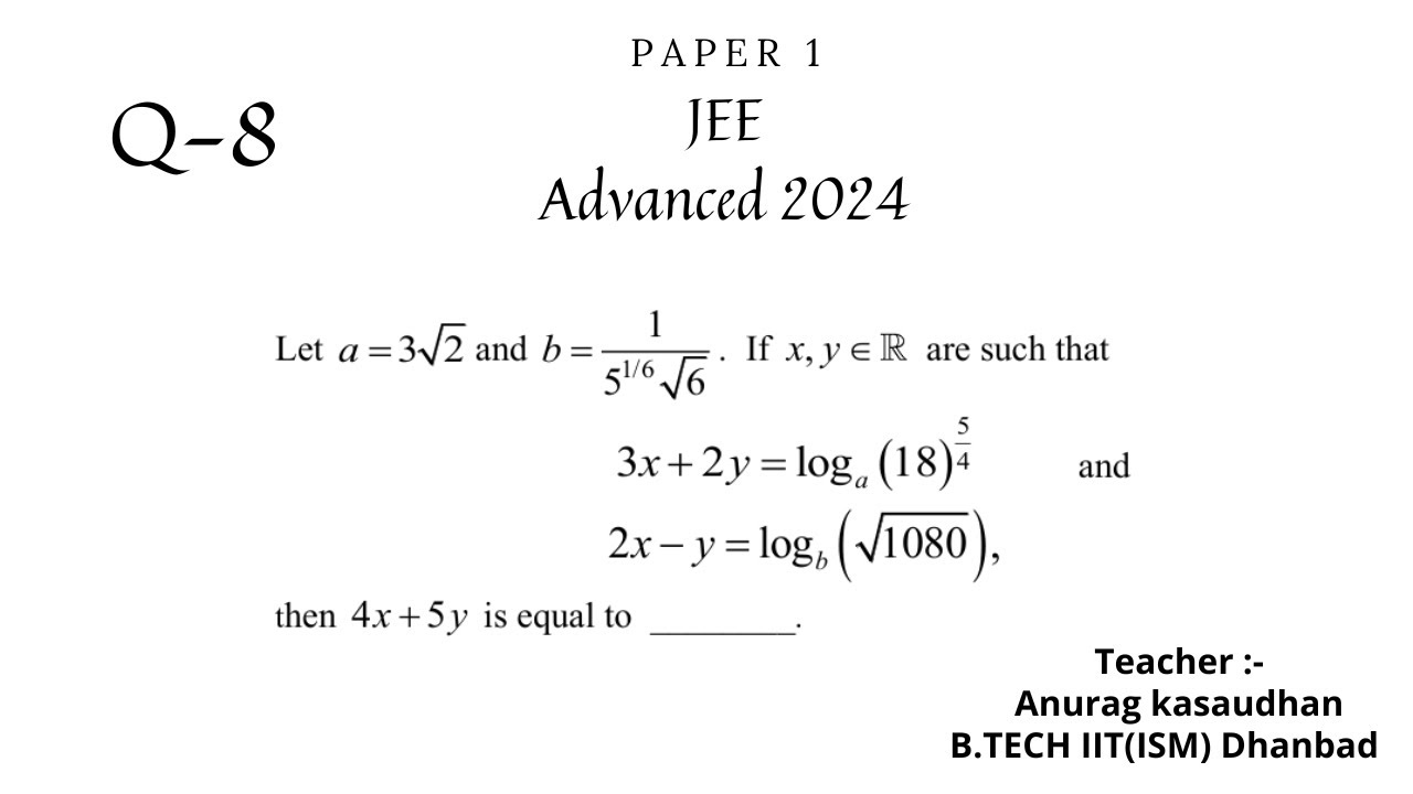 Jee Advanced 2024 Math Paper 1 Q 8 Solution Iit Jee Maths