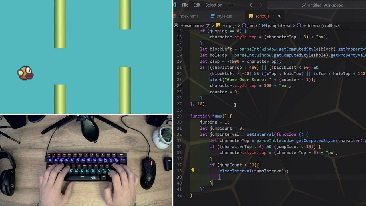 Asmr Programming Coding Flappy Bird Game No Talking Youtube