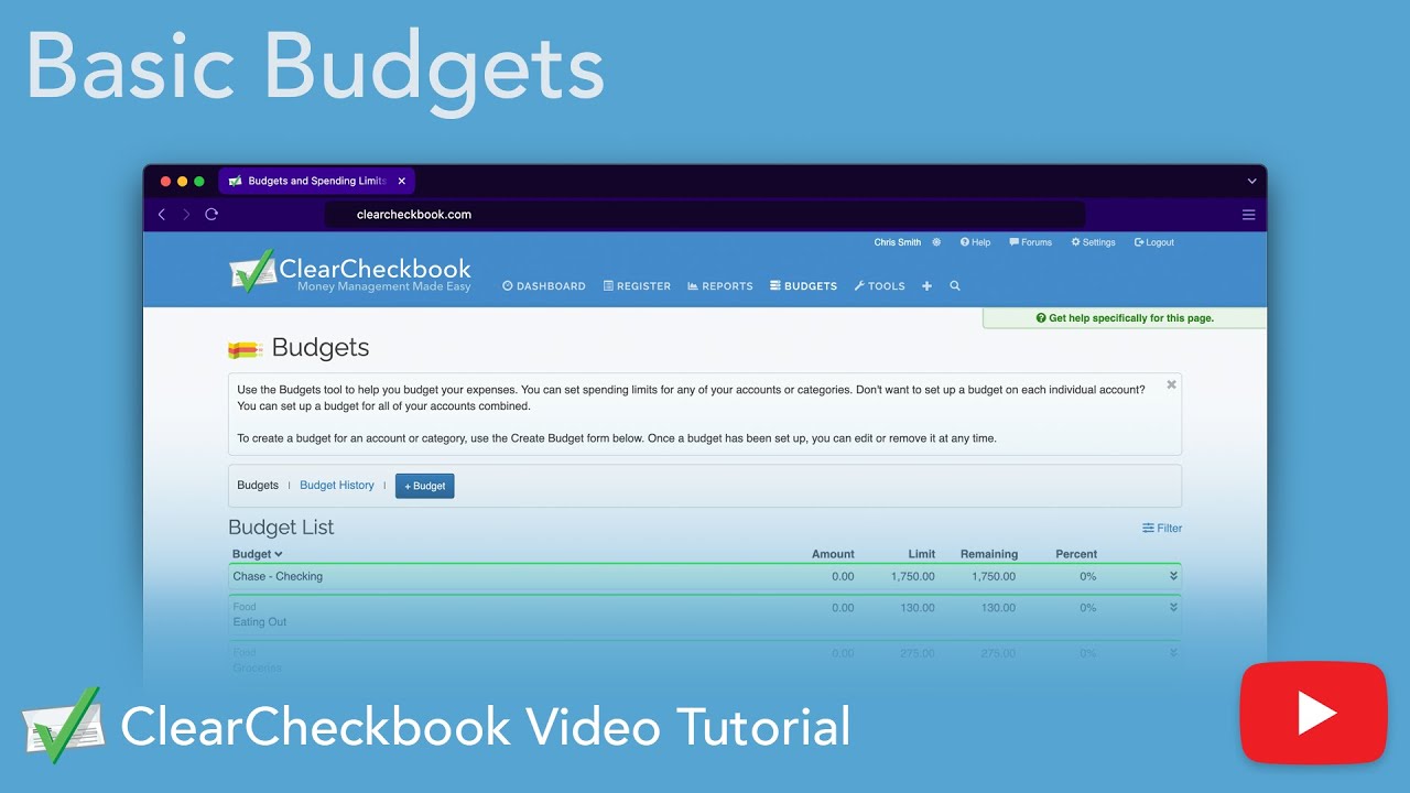 Basic Budgets Clearcheckbook Youtube