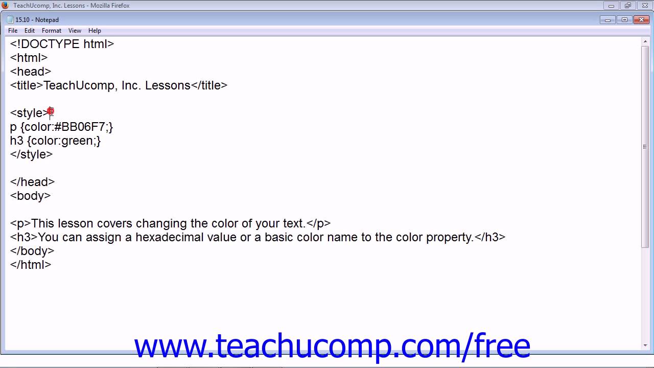 Html5 And Css3 Tutorial Text Color Training Lesson 15 10 Youtube