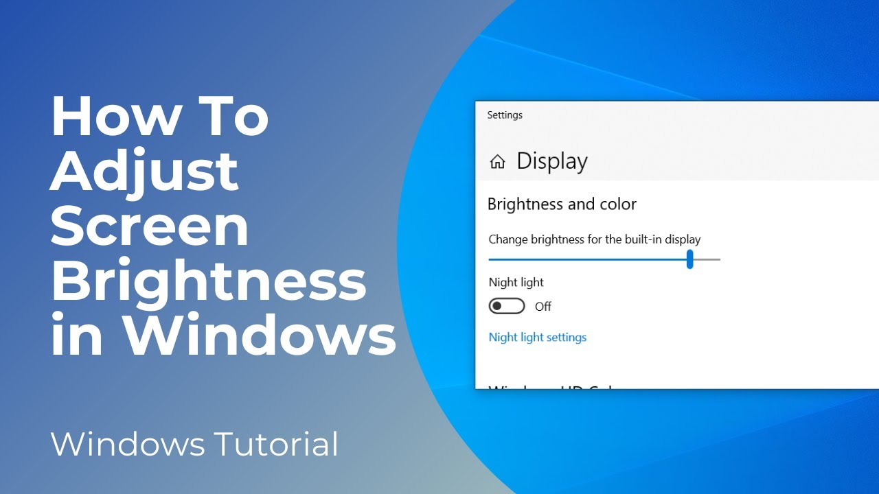 How To Adjust Screen Brightness In Windows 10 Youtube