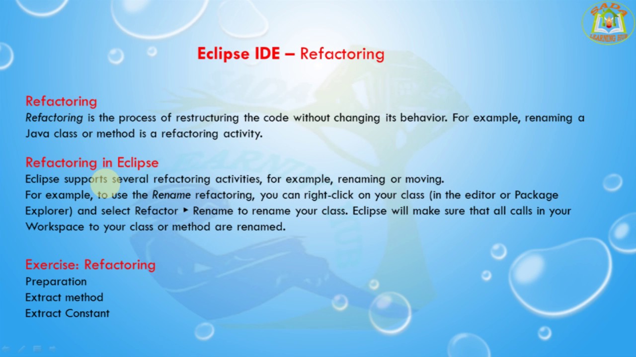 Lesson 14 Eclipse Ide Refactoring Youtube