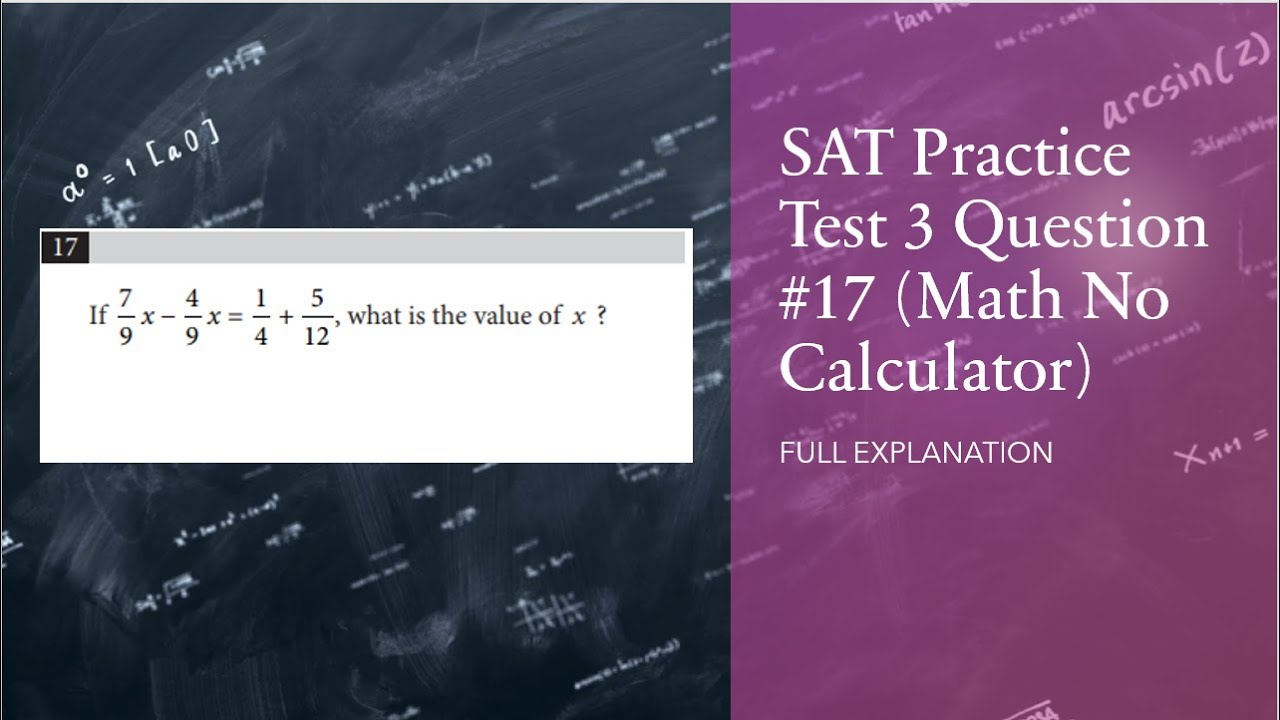 Official Math Sat Question 17 Youtube