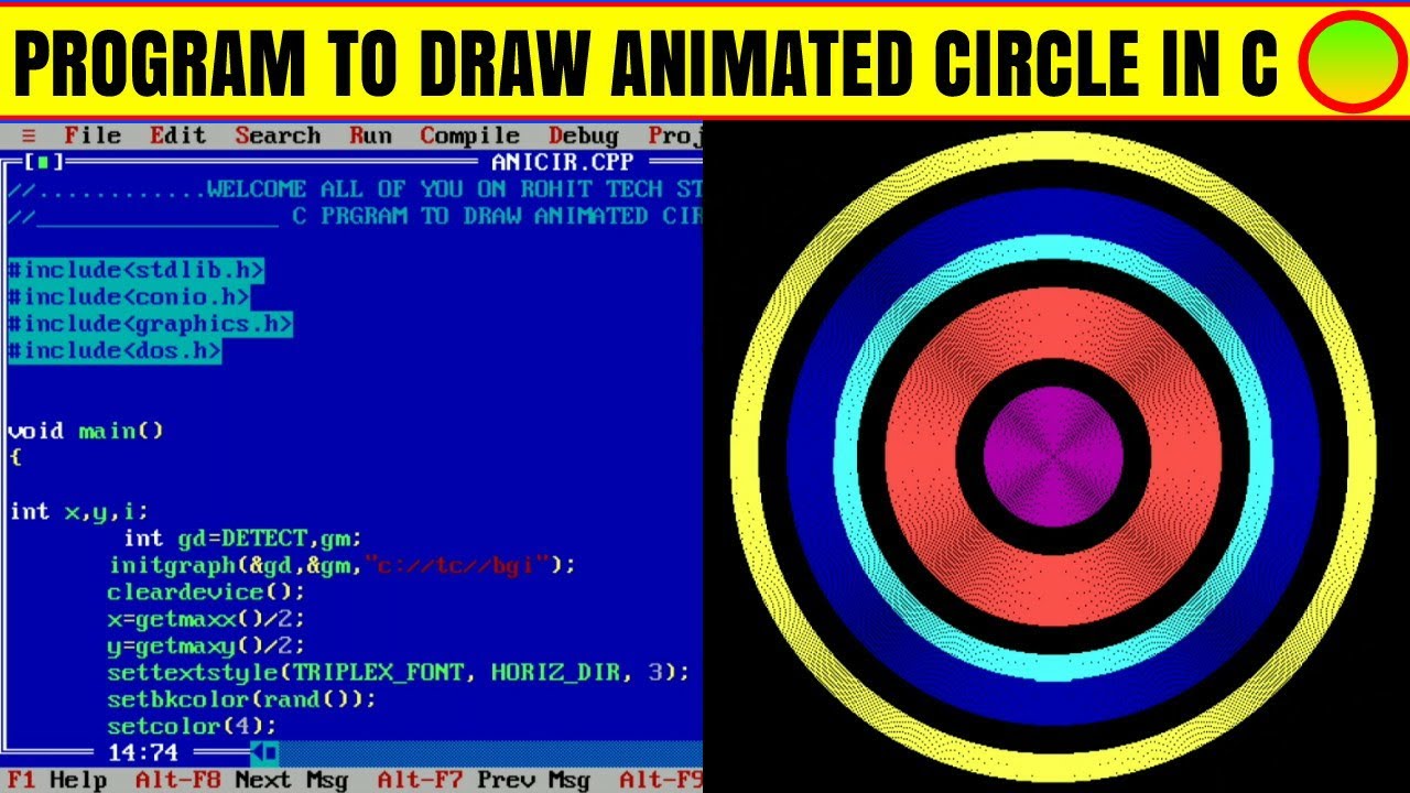 Program To Draw Animated Circle In C Circle тнх Animation In C