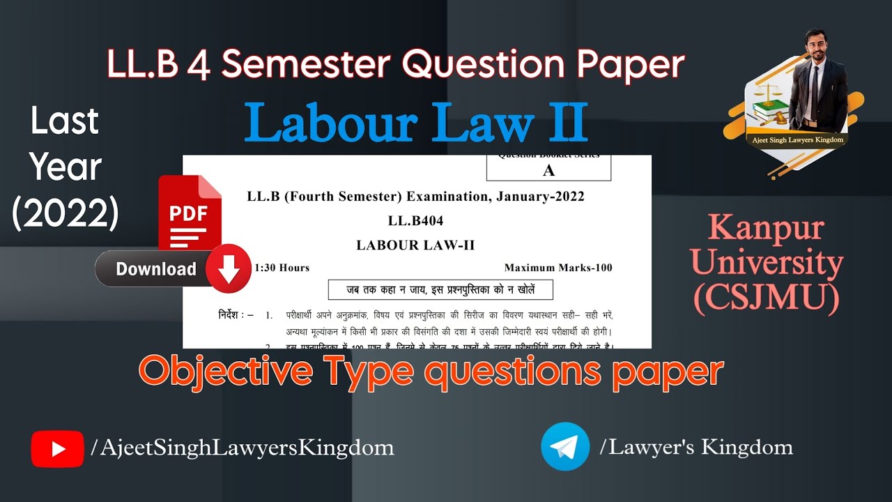 Mcq S On Labour Law Ii Ll B 4 Semester Question Paper Objective