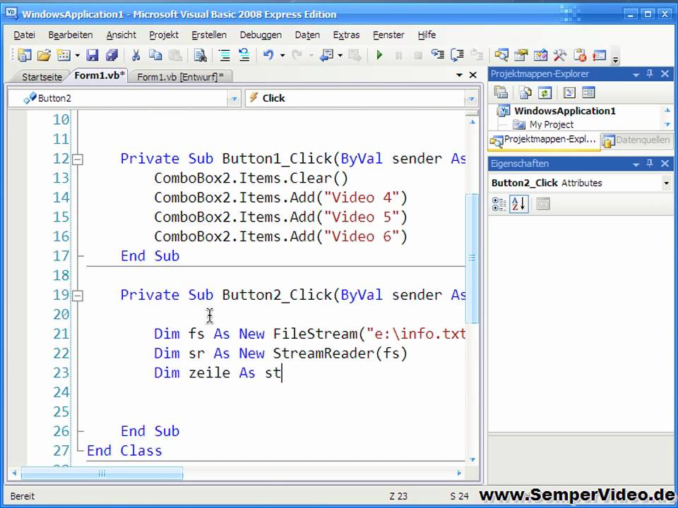 Combobox Visual Basic 2008 1 124 Youtube