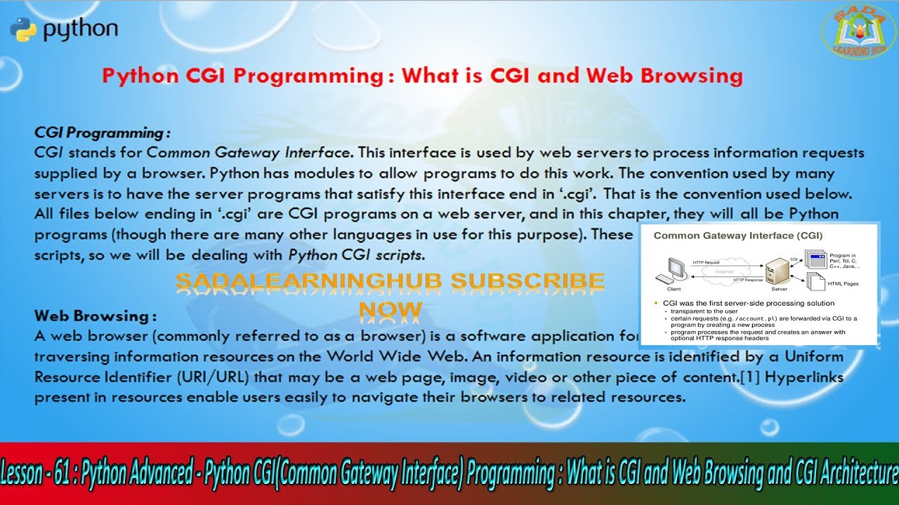 Lesson 61 Python Advanced Python Cgi What Is Cgi And Web
