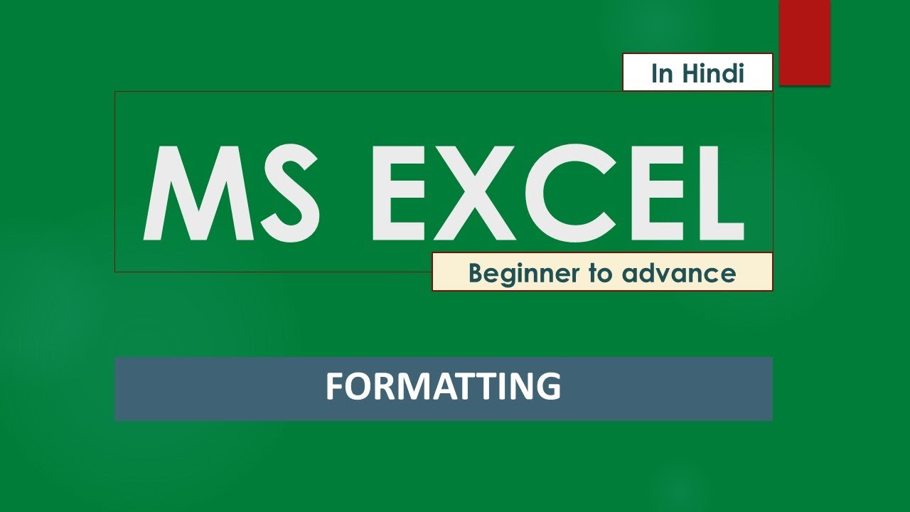 Ms Excel Formatting Youtube