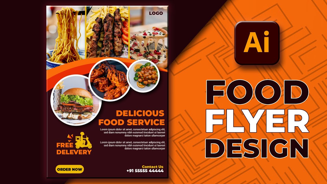 How To Design Food Restaurant Flyer Poster In Illustrator Youtube