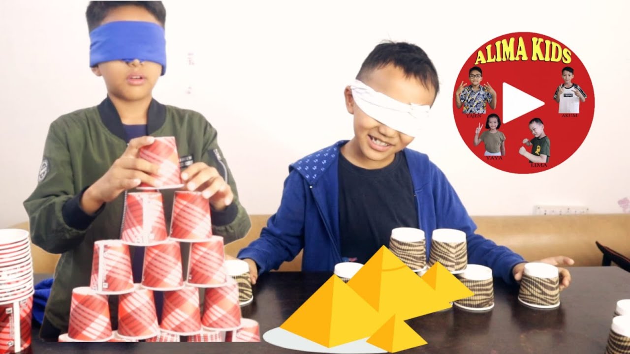 Blindfolded Cup Pyramid Challenge Youtube