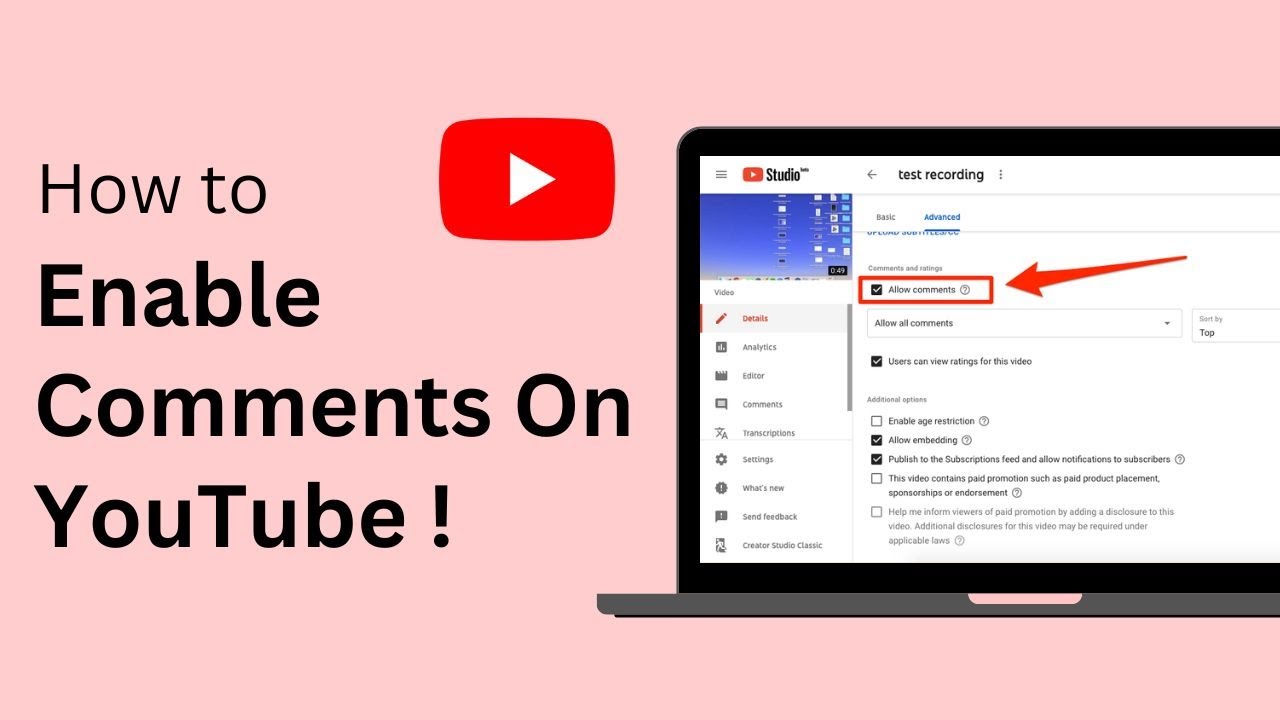 How To Enable Comments On Youtube Youtube