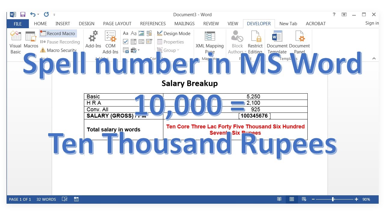 Spellnumber In Ms Word Part 1 Youtube