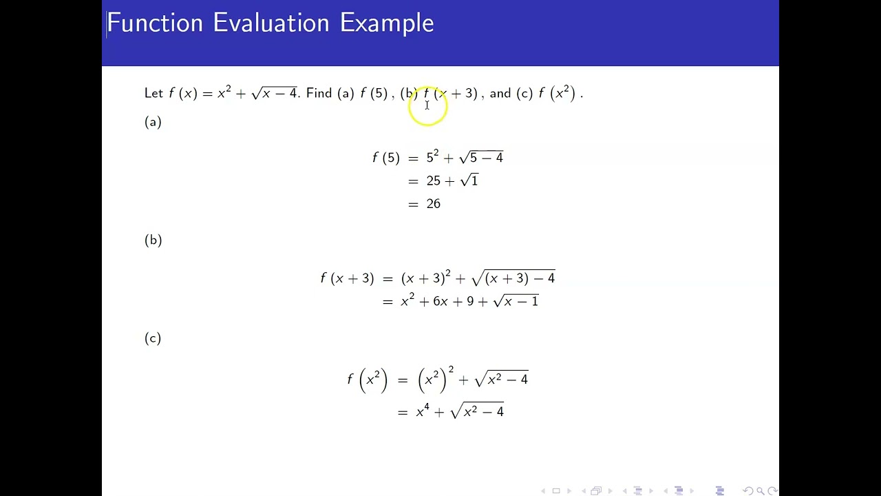 Function Evaluation Example Youtube