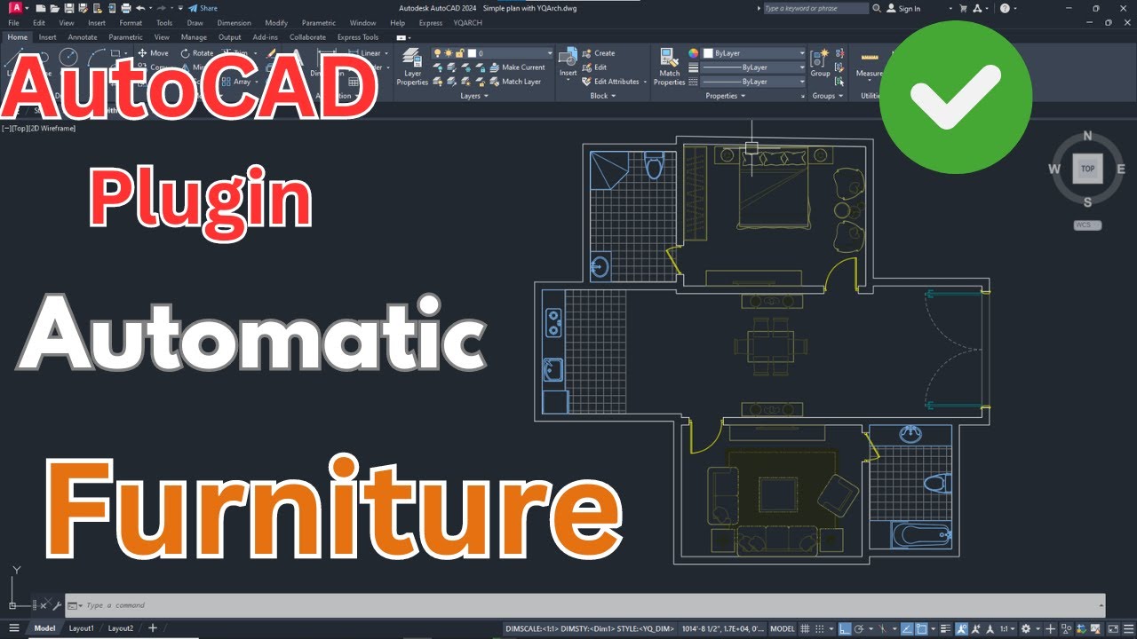 Yqarch Plugin For Architects Automatic Furniture In Autocad Tutorial