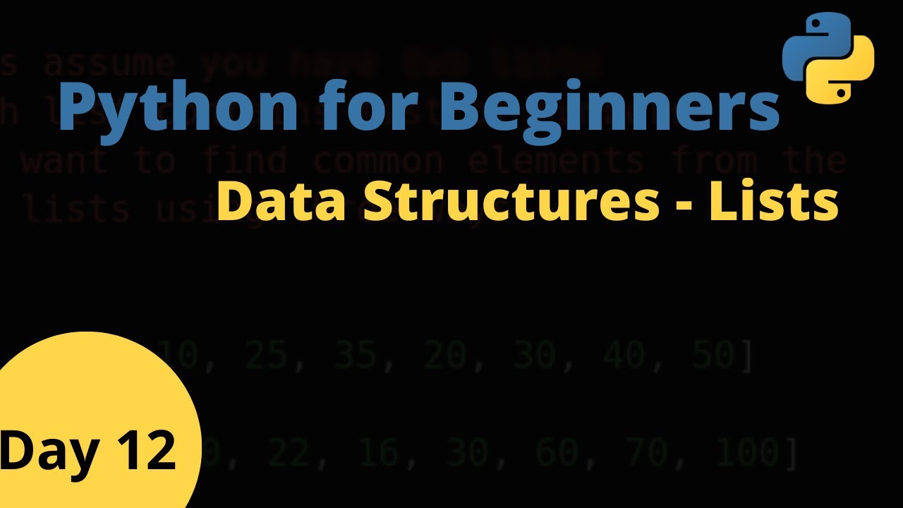 Data Structures In Python Lists In Python Youtube