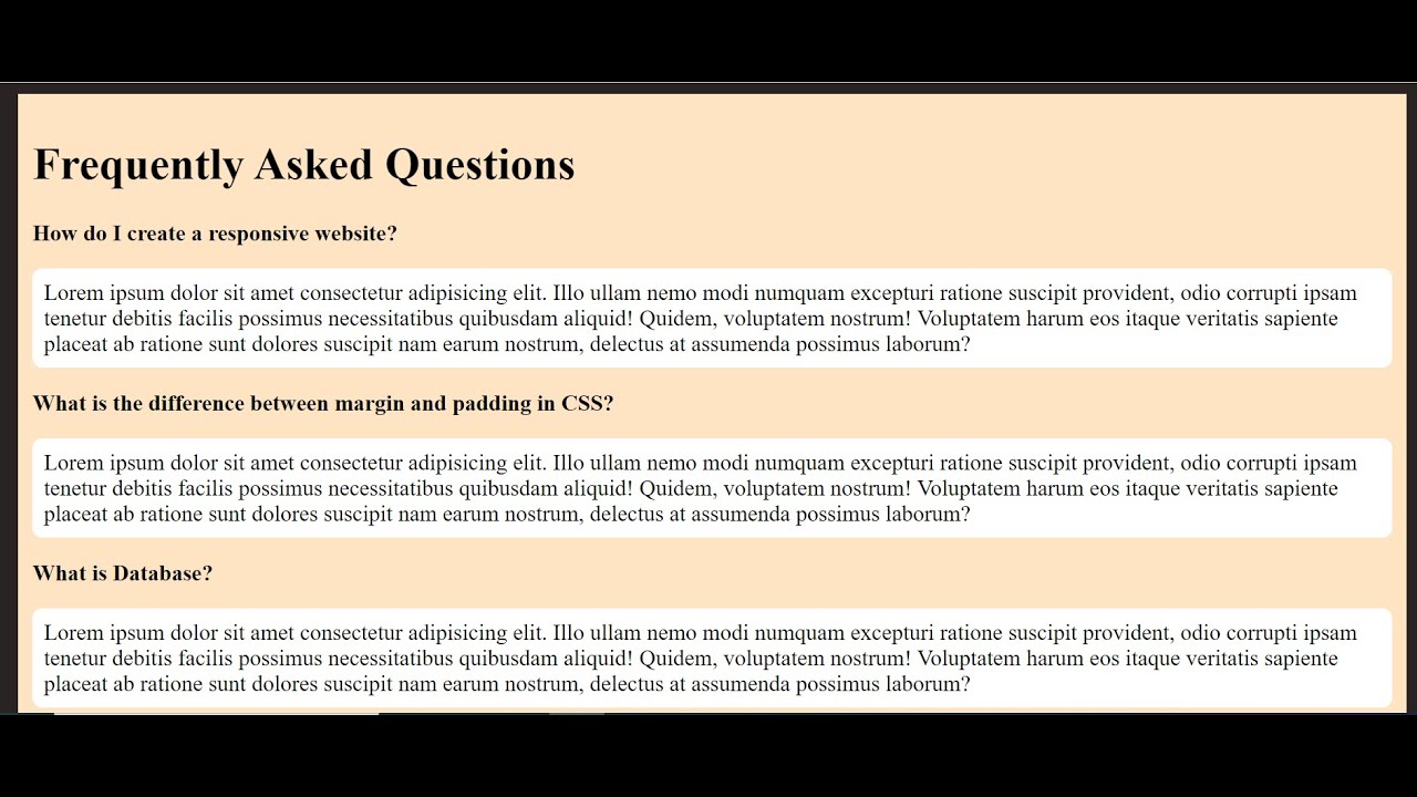 43 Creating A Simple Faq Page With Html Css And Javascript Youtube