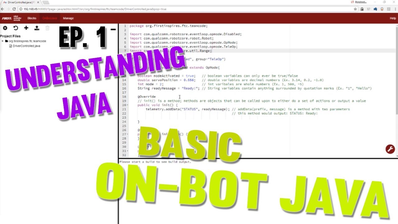 Basic On Bot Java Ep 1 Understanding Java Ftc Tutorials Youtube