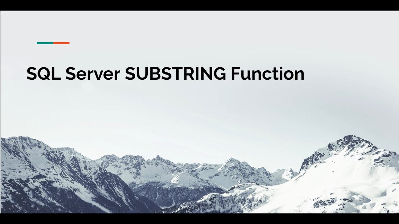 Sql Server Substring Function Tutorial Youtube