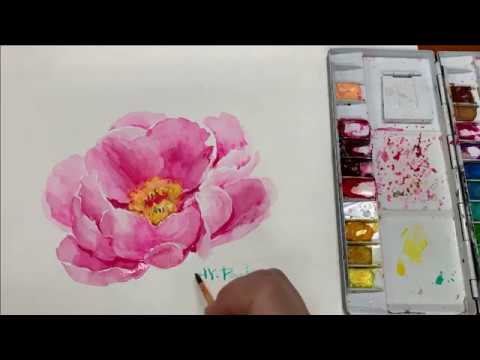 How To Paint A Flower Peony In Watercolor Watercolor Tutorial Hy Patk