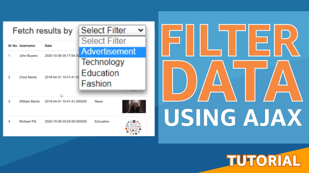 Filter Data Using Jquery Ajax Filter Drop Down List Php Tutorial