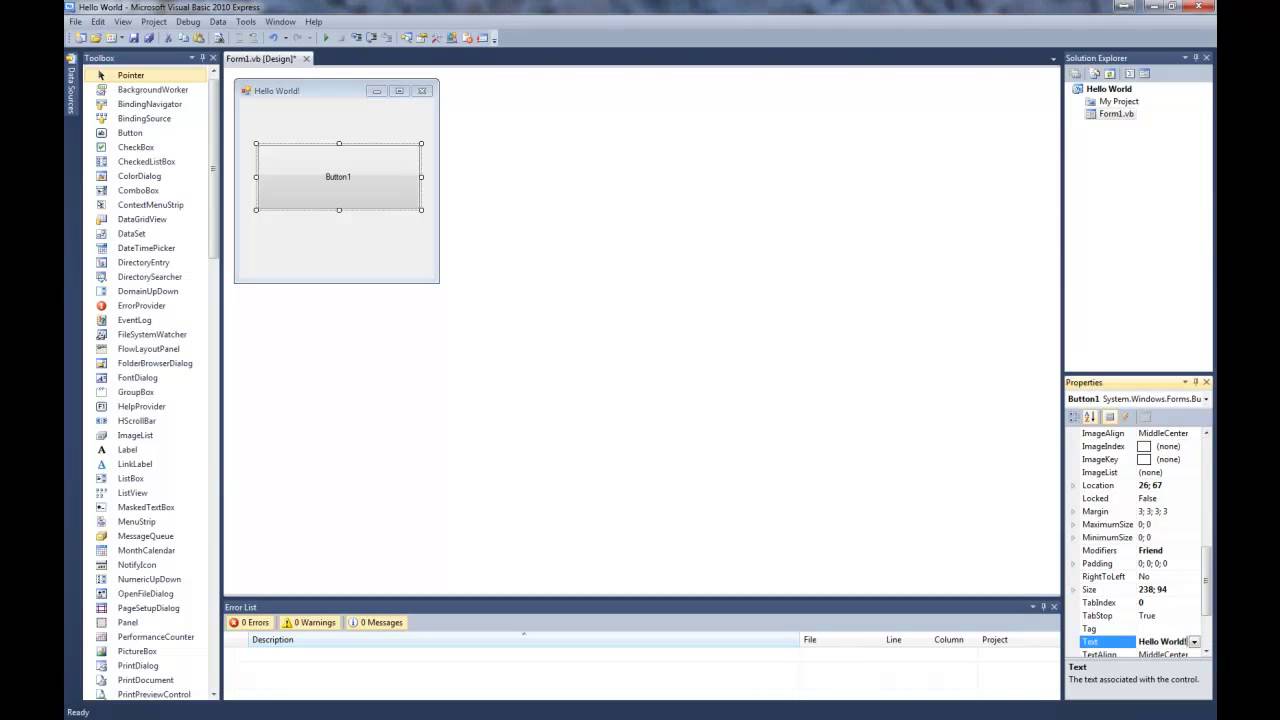 Visual Basic Hello World Youtube