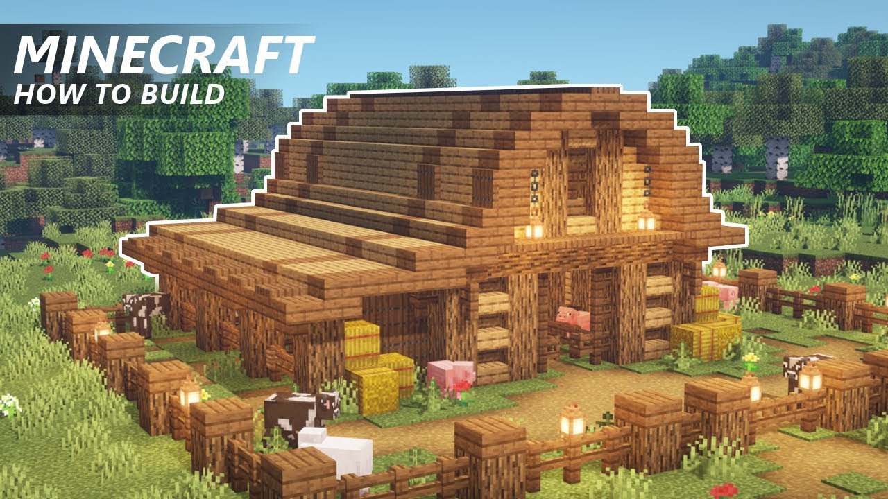 Minecraft How To Build A Barn And Horse Stable Farm Animal Pens