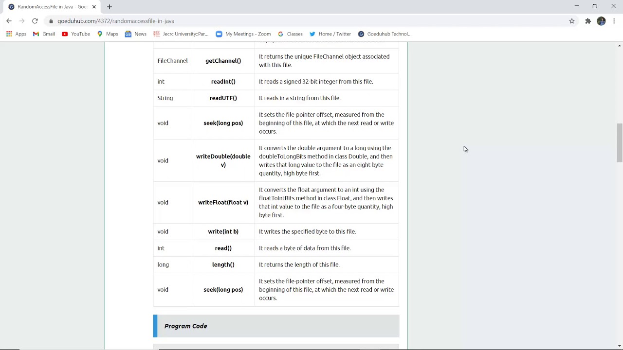 Java Randomaccessfile Class Java Io Randomaccessfile Class Youtube