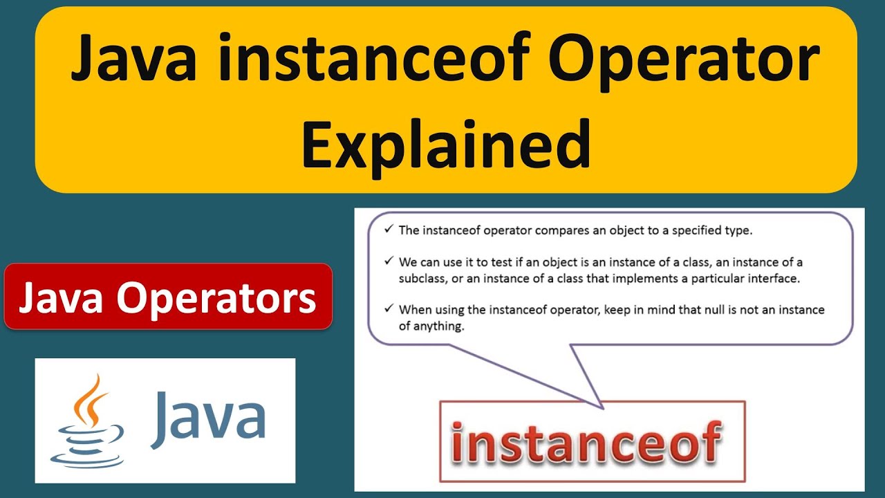 Java Instanceof Operator Explained Java Tutorial Youtube