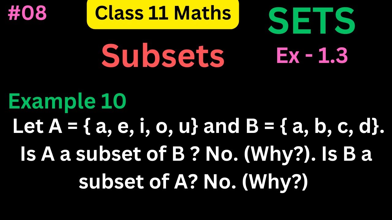 Class 11 Maths Chapter 1 Exercise 1 3 Example 10 Sets Ncert