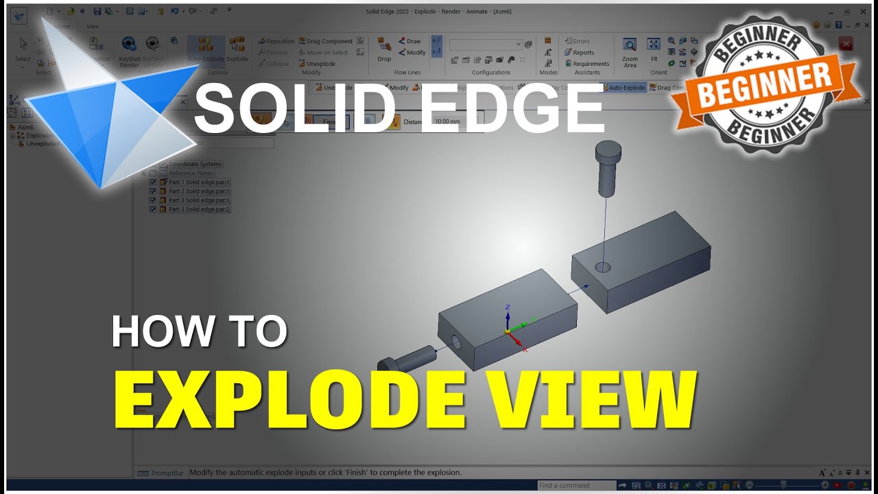 Solid Edge How To Explode View Tutorial Youtube