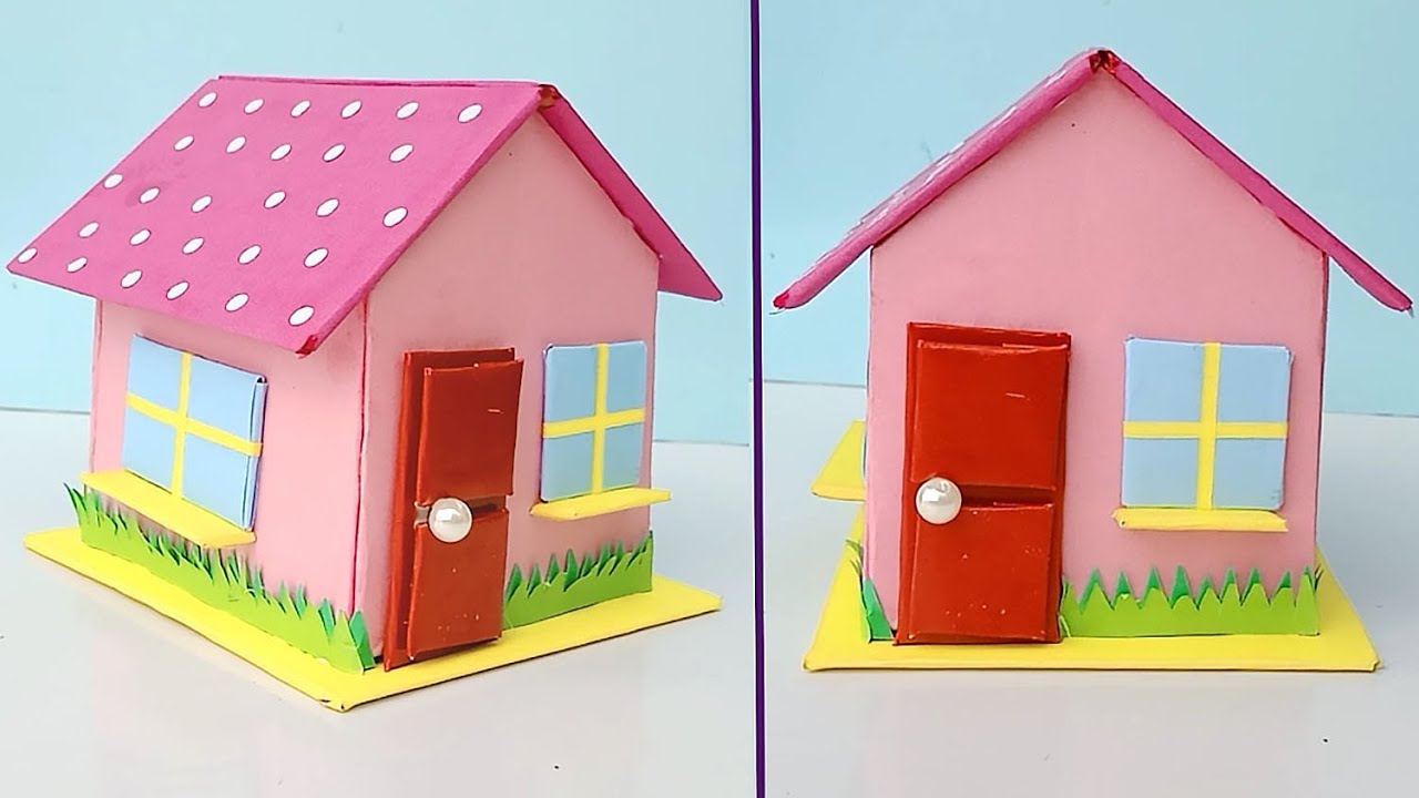 How To Make Cardboard House School Project Paper Craft Diy Doll