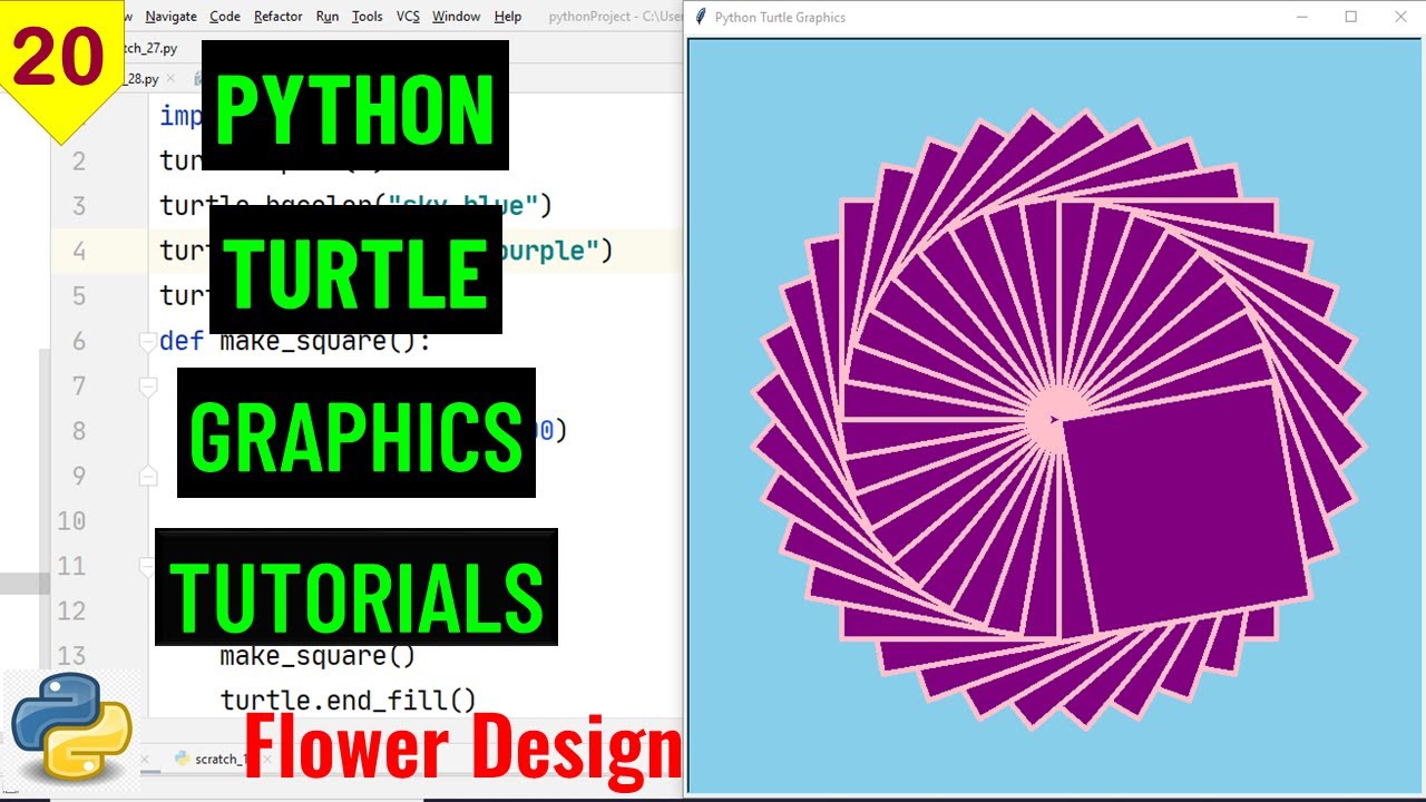Draw Flower Design With Python Turtle Python Turtle Graphics Tutorial