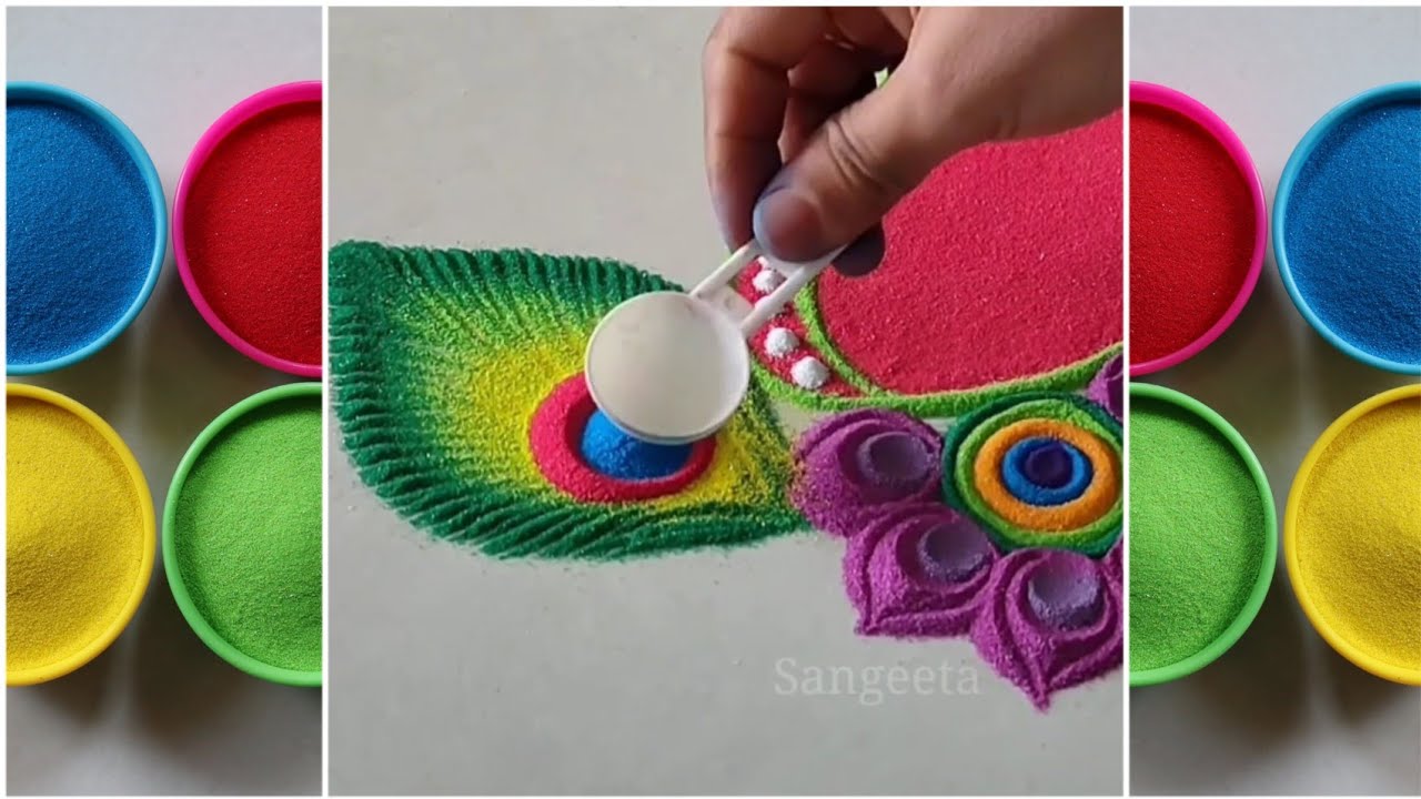 Small Easy Diwali Multi Coloured Rangolis Navratri Rangoli Diwali ...