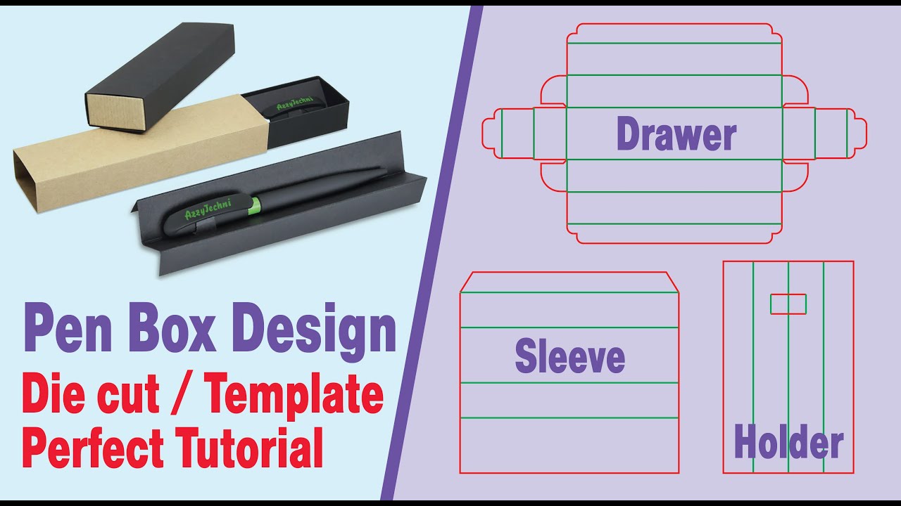 Universal Pen Packaging Box Die Cut Template Paper Gift Box